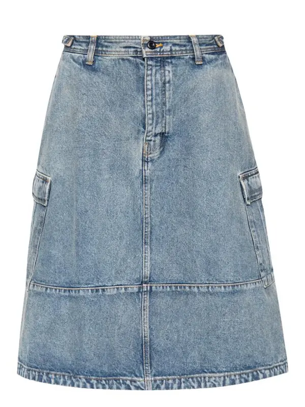 Balenciaga A-line Cargo Denim Skirt - Blue