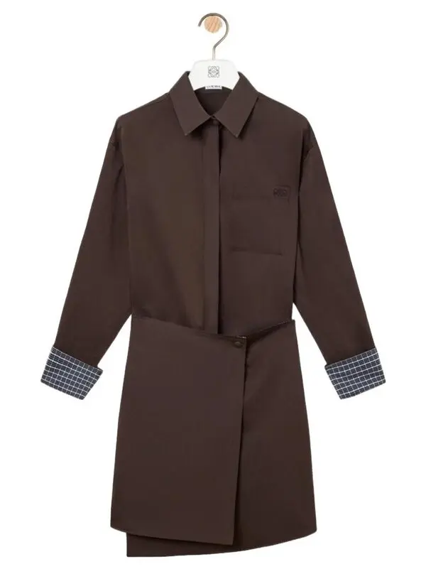 Loewe Long Sleeve Shirt Dress - Brown