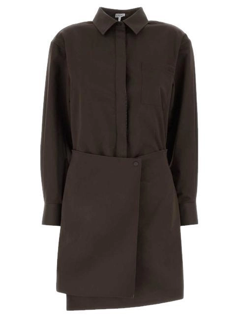 Loewe Long Sleeve Shirt Dress - Brown