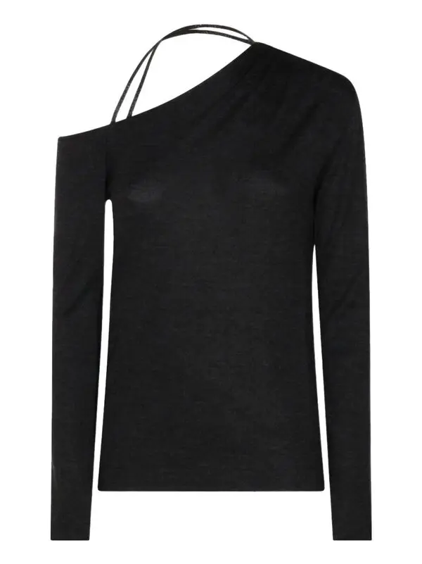 Brunello Cucinelli One-shoulder Long-sleeve Knit Jumper - Black