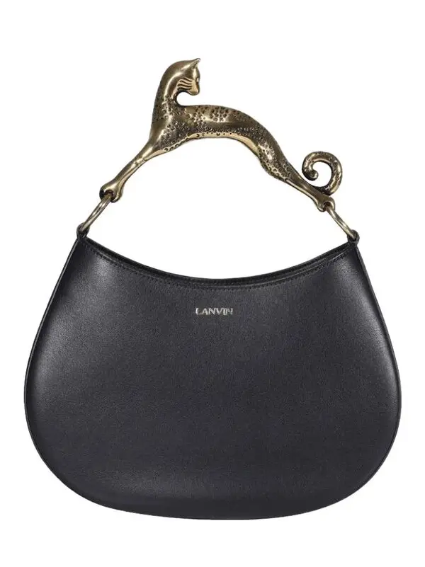 LANVIN Logo Handbag With Cat-shaped Top Handle - Black