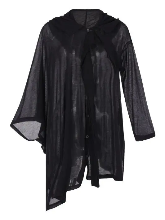 Yohji Yamamoto Sheer Draped Blouse - Black