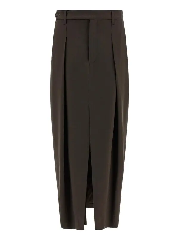 Brunello Cucinelli Curved Front-split Midi Skirt - Brown