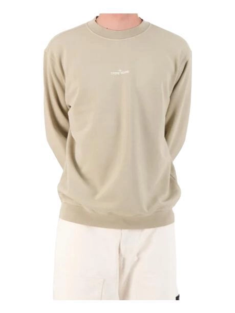 Stone Island Logo Printed Crewneck Sweatshirt - Nude