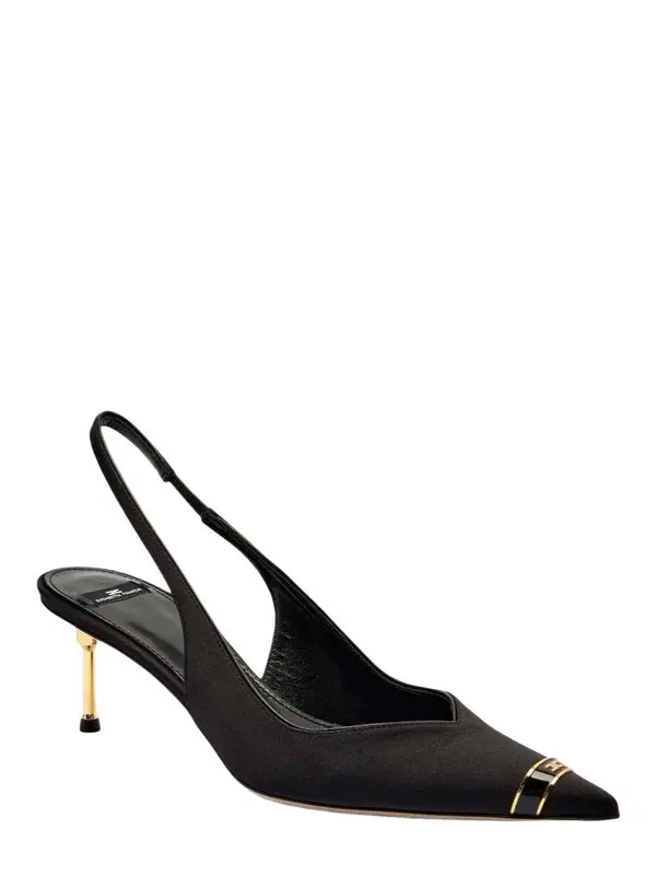 Elisabetta Franchi Pointed-toe High-heeled Sandals With Gold Detailing - Black