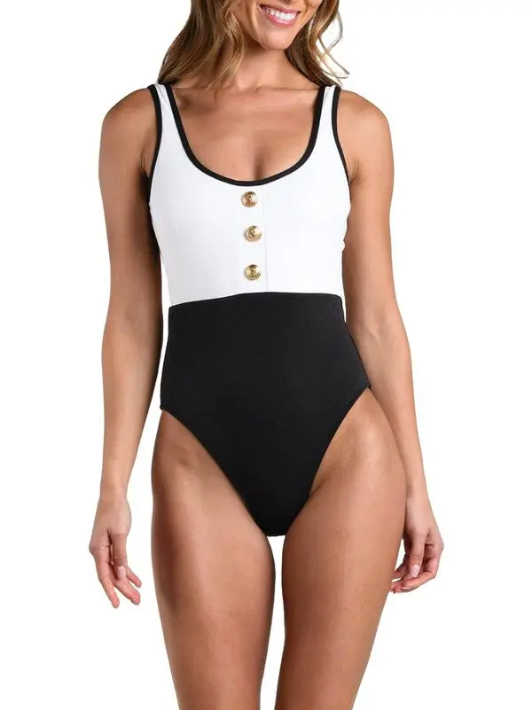 L'Agence Fine Line Mila One-piece Swimsuit - White
