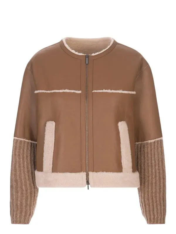 Fabiana Filippi Shearling And Knit Paneled Jacket - Brown