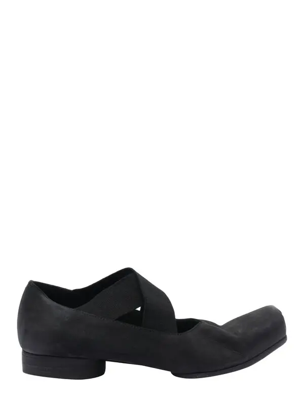 UMA WANG Square Toe Ballet Flats With Crisscross Elastic Bands - Black