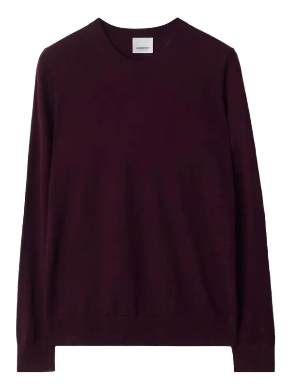 Burberry Round Neck Long Sleeve Sweater - Deep Grape