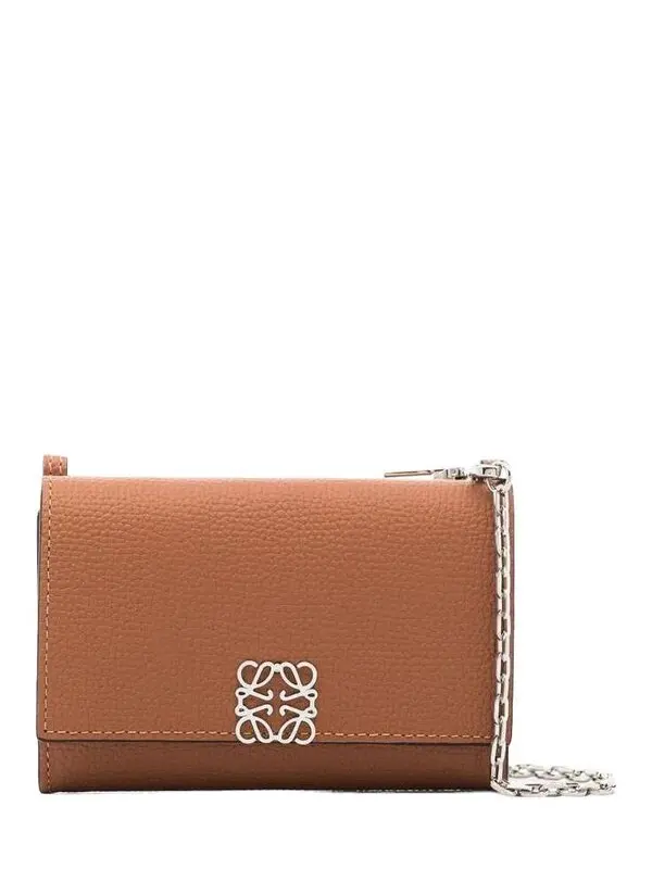 Loewe Logo Wallet On Chain - Brown
