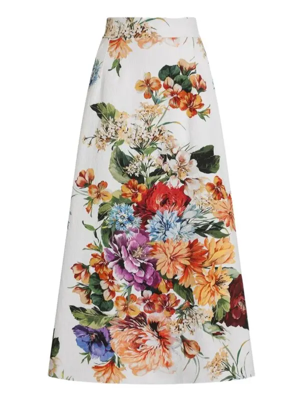 Dolce & Gabbana Floral Print A-line Midi Skirt - Multi-color