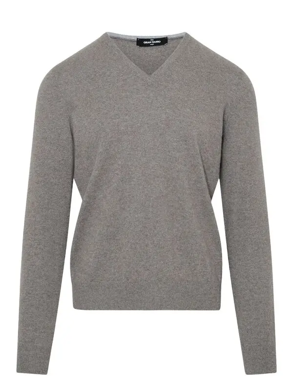 GRAN SASSO Fine Knit V-neck Pullover - Gray