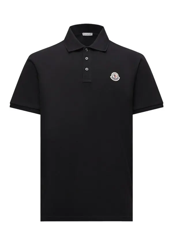 Moncler Logo Patch Short-sleeved Polo Shirt - Black
