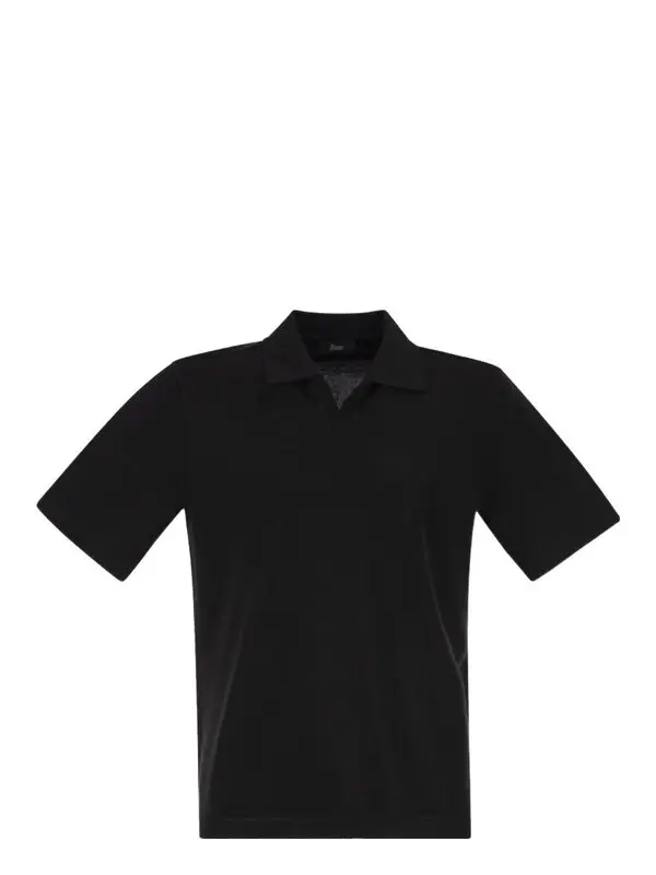Herno Skipper Open-neck Polo Shirt - Black