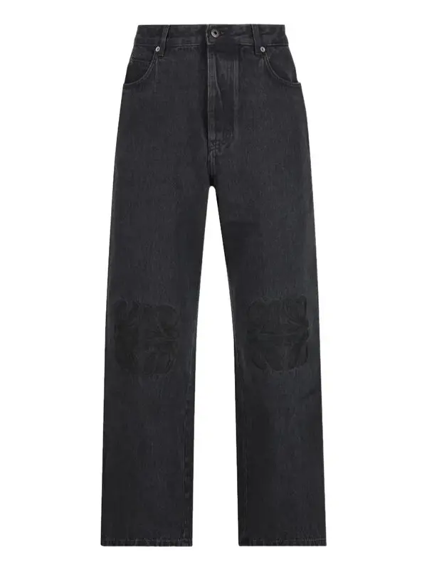 Loewe Embroidered Wide-leg Jeans - Black