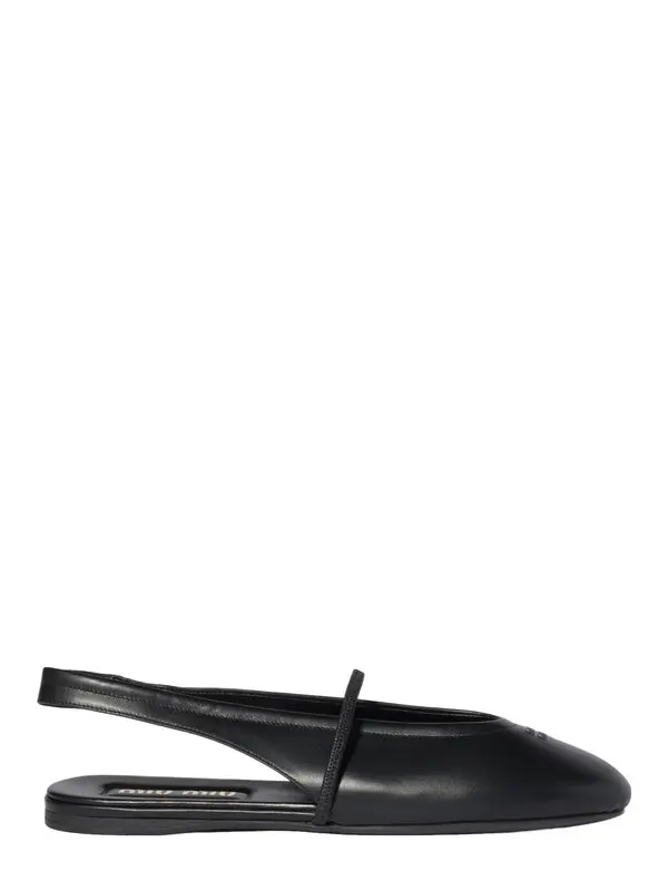 Miu Miu Leather Slingback Ballerinas - Black
