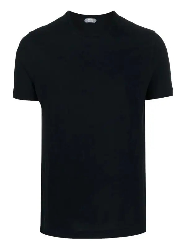 ZANONE Short-sleeved Straight-hem Crewneck T-shirt - Black