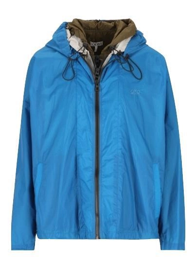 Loewe Logo Zip-up Hooded Jacket - Blue