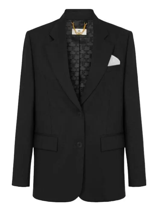 Elisabetta Franchi Gabardine Jacket - Black