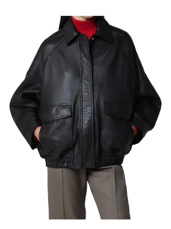 RÓHE Long Sleeve Leather Jacket - Black