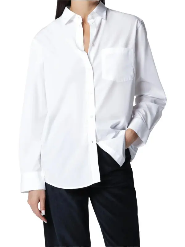 RÓHE Long-sleeved Shirt With Chest Pocket - White