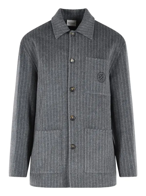 Drole De Monsieur Drôle De Pinstripe Overshirt - Grey