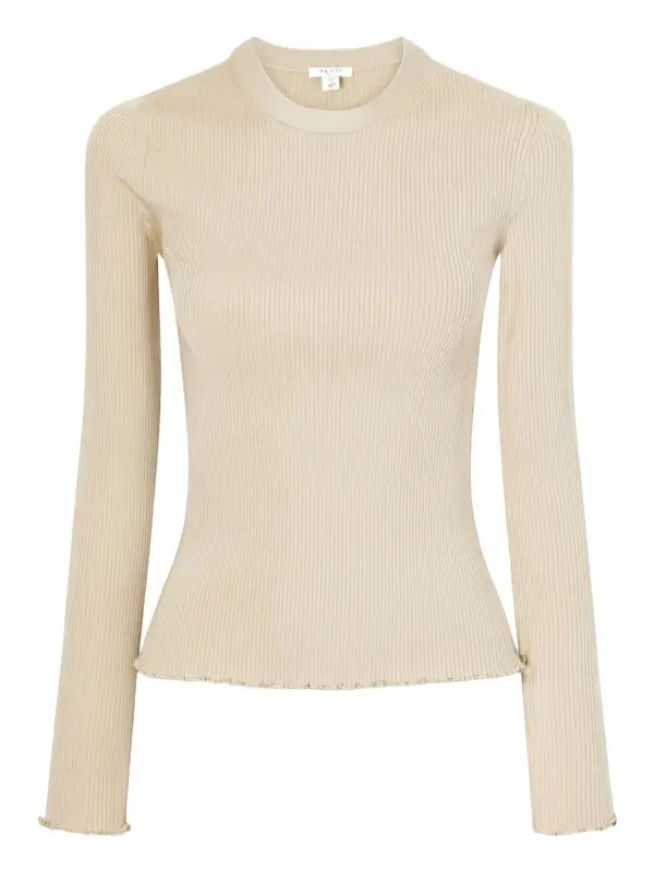 Alaïa Ribbed Knit Top - Nude