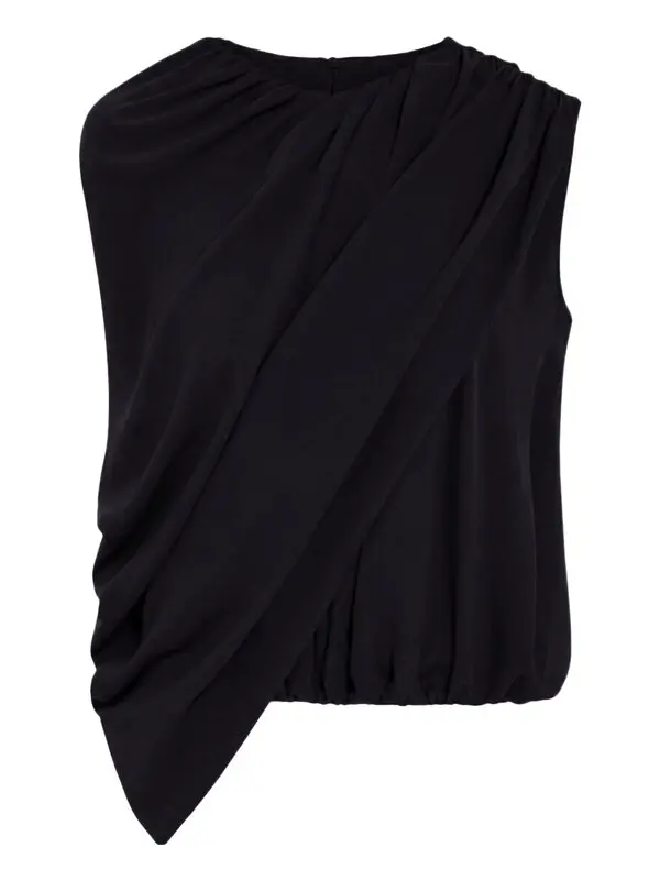 Balenciaga Asymmetric Draped Sleeveless Blouse - Black