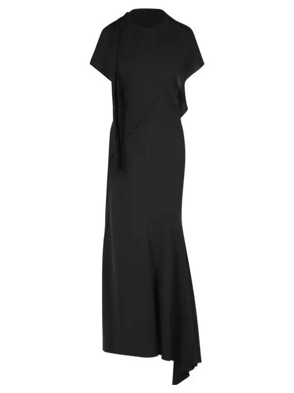 Attico Backless Maxi Dress With Draped Detailing - Black