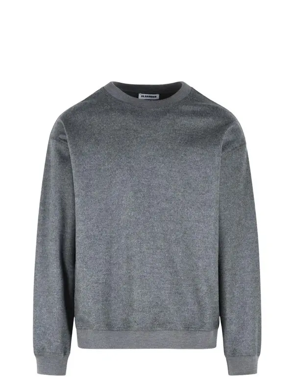 JIL SANDER Crewneck Sweatshirt With Ribbed Trim - Grey