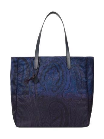 Etro Unfold Me Nylon Tote Bag With Degradé Arnica Motif - Blue