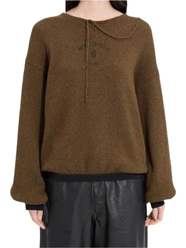 MAISON MARGIELA Cotton Knit Jumper With Voluminous Sleeves - Khaki