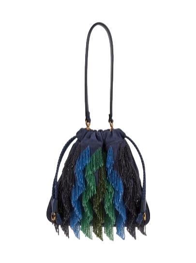 Etro Small Suede Kalispera Bag With Multicoloured Beads - Blue