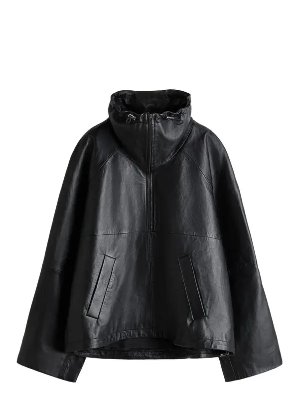 RÓHE Long Sleeve Leather Jacket - Black