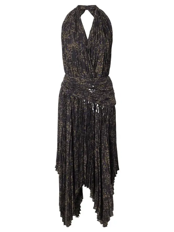 Proenza Schouler Dark Floral Halter Midi Dress - Black
