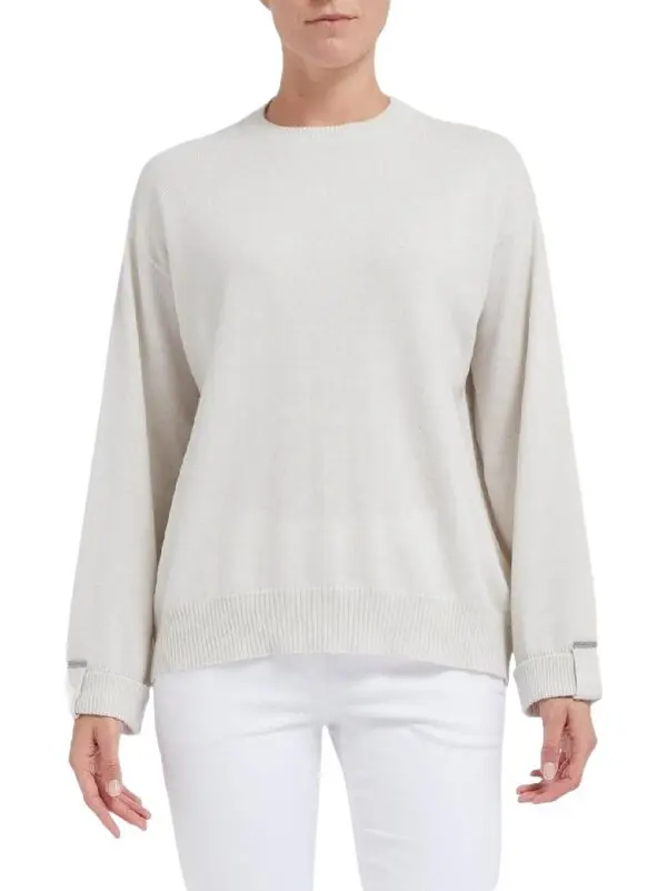 Brunello Cucinelli Crewneck Long-sleeved Sweatshirt - White