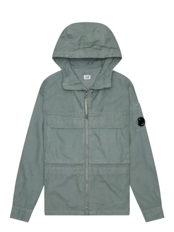 C.P. COMPANY Hooded Zip-up Jacket With Chest Pocket - Gray