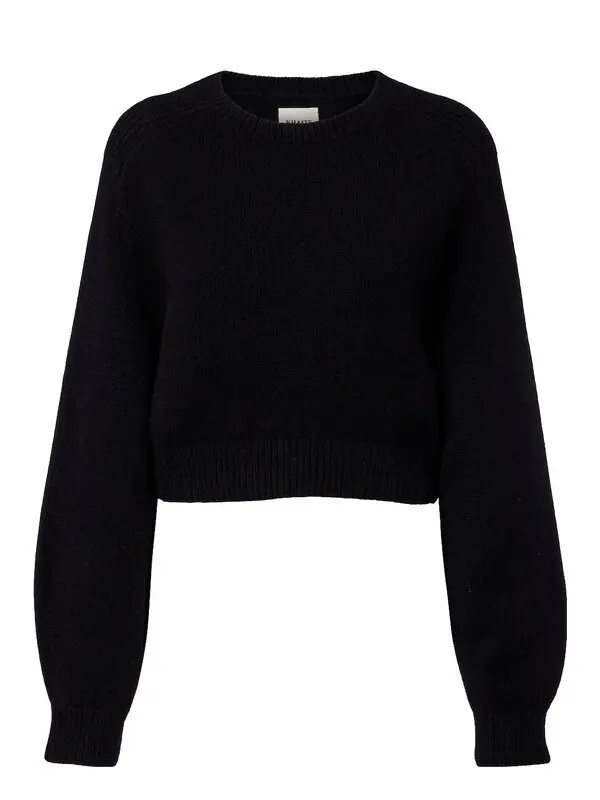 Khaite Masie Cropped Wool & Cashmere Sweater - Black