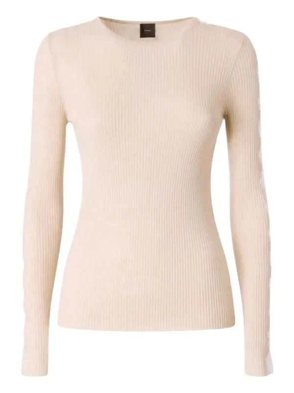 Pinko Ribbed Sweater With Lace Cuffs - Grey