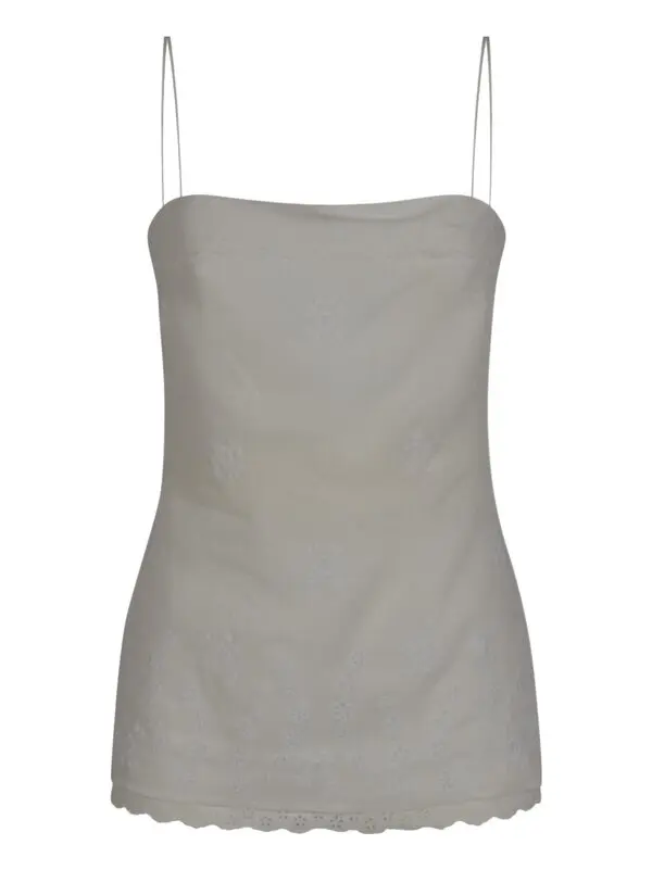 Magda Butrym Embroidered Lace Trim Top - Gray