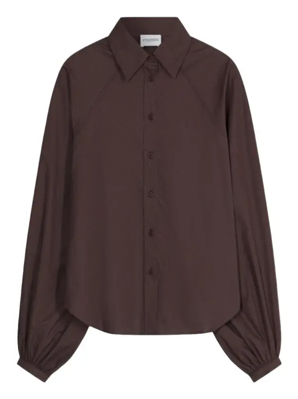 Closed Balloon Sleeve Shirt - Brown