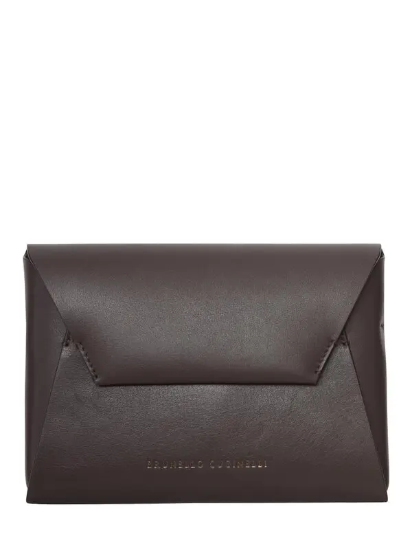 Brunello Cucinelli Leather Clutch Bag - Brown