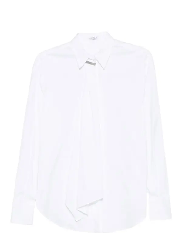Brunello Cucinelli Monili Embellished Button-down Shirt - White