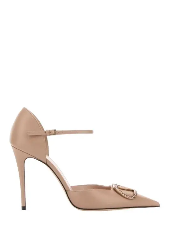 Valentino Garavani D'orsay Vlogo Signature Pointed Toe Pumps - Pink