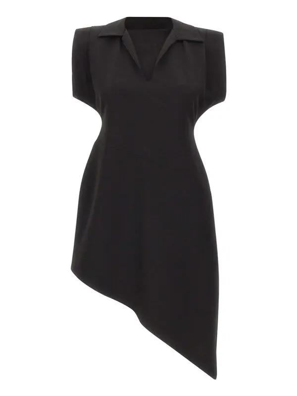 KAOS Asymmetric Sleeveless V-neck Dress - Black