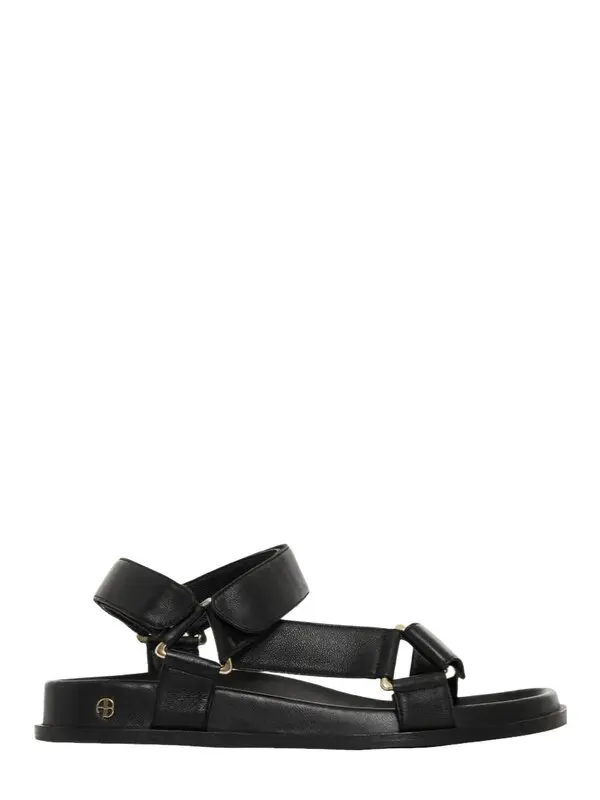 ANINE BING Leather Touch-strap Sandals - Black
