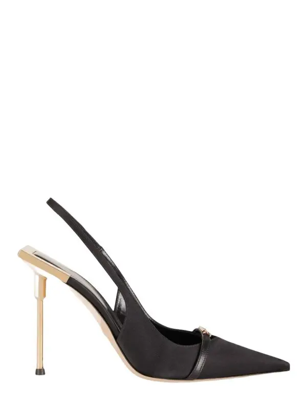 Elisabetta Franchi Pointed-toe High-heeled Sandals With Gold Detailing - Black