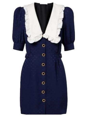 Alessandra Rich Belted Silk Jacquard Minidress - Blue