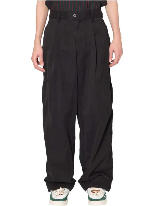 Kolor Pleated Casual Trousers With Belt Loops - Black
