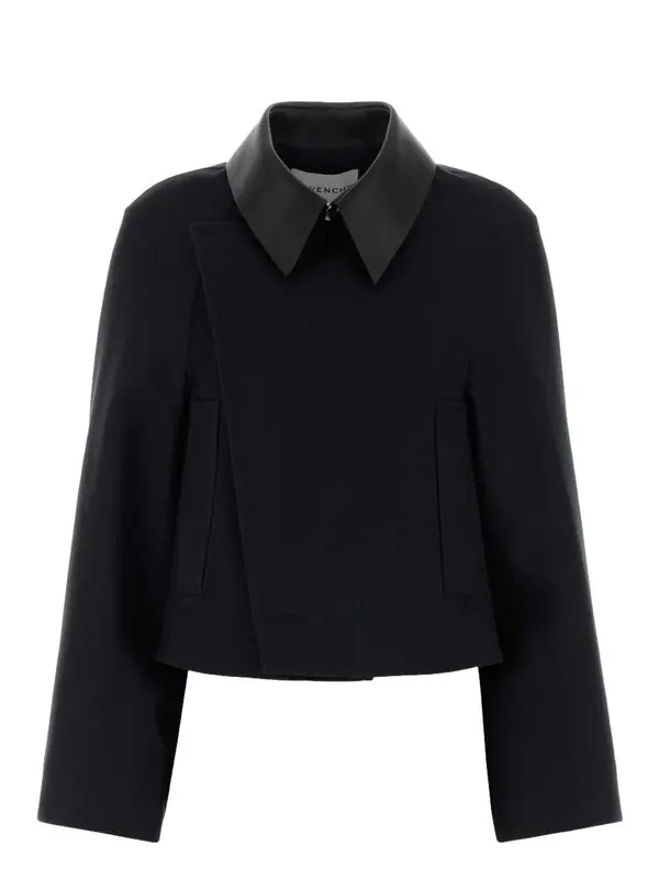 Givenchy Cotton And Wool Blend A-line Jacket With Classic Collar - Blue